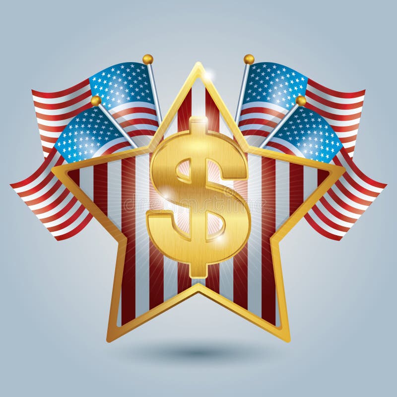 Dollar Symbol with Usa Flags. Vector Illustration Decorative Design ...