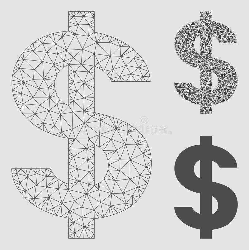 Dollar Symbol Vector Mesh Carcass Model and Triangle Mosaic Icon Stock ...
