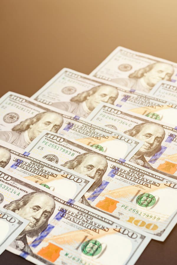 Dollar Texture of 100, Benjamin Franklin and American Cash. Stock Photo ...