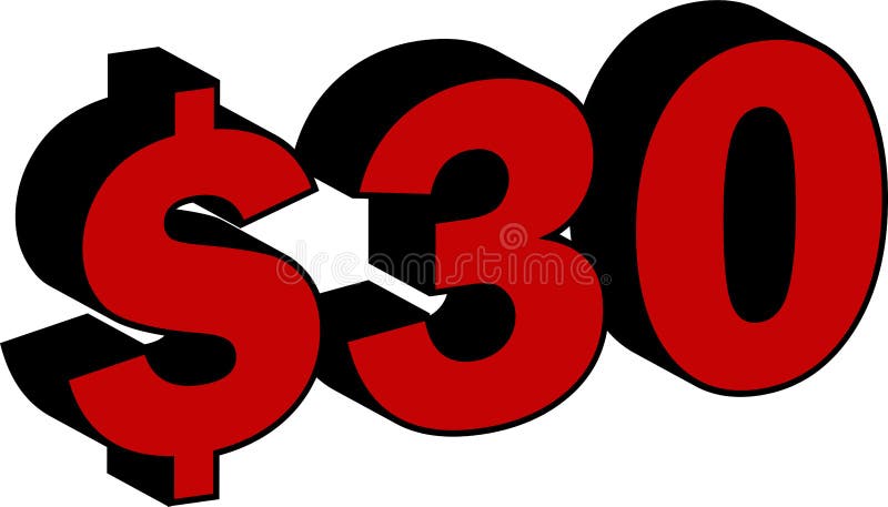 $30 Dollar Thirty Price Symbol Red Stock Illustration - Illustration of ...