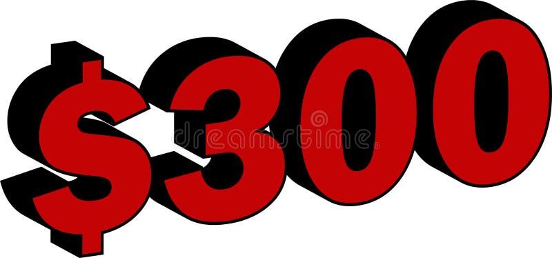 $300 Dollar Three Hundred Price Symbol Red Stock Illustration ...