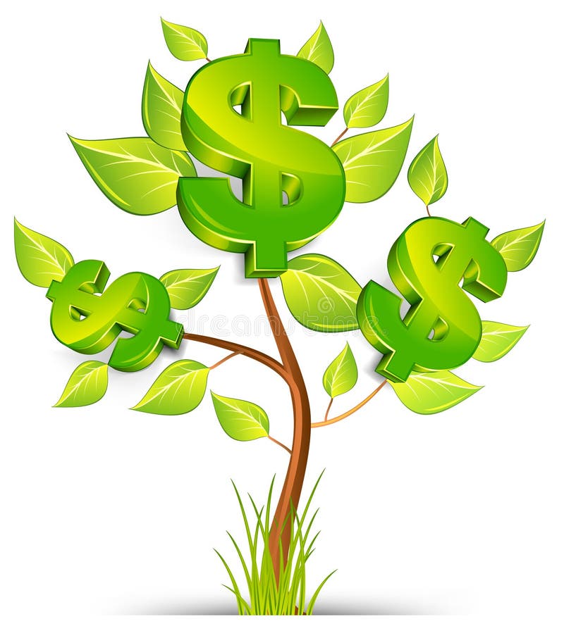 Dollar Signs Money Plant Tree Stock Illustration - Illustration of ...