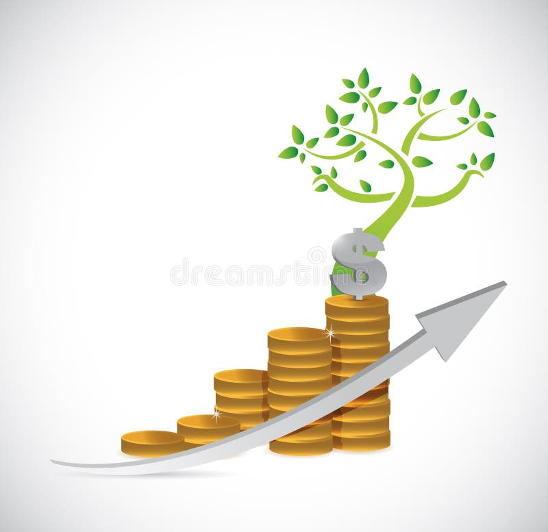 Dollar Tree Coin Business Graph Illustration Stock Illustration ...