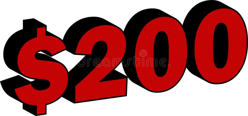 $200 Dollar Two Hundred Price Symbol Red Stock Illustration ...