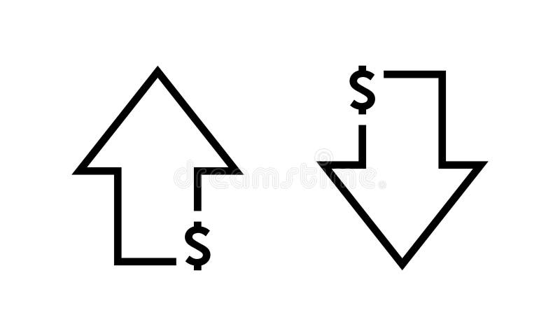 Dollar Up and Down Arrow Icon. USD Growth and Decline Sign Symbol Stock ...