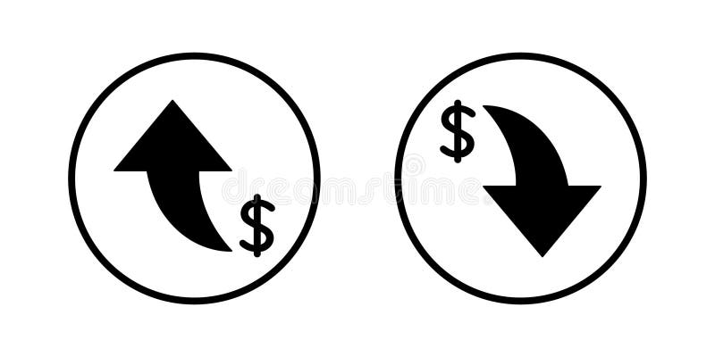 Dollar Up and Down Icon on Circle Line. USD Currency Arrow Increase and Decrease Sign Symbol ...
