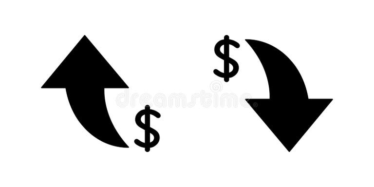 Dollar Up and Down Icon. USD Currency Arrow Increase and Decrease Sign Symbol Stock Vector ...