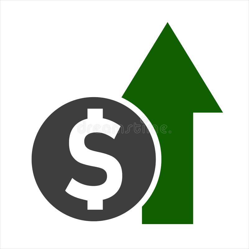 Dollar Up Icon Flat Style Isolated Vector Illustration Stock ...
