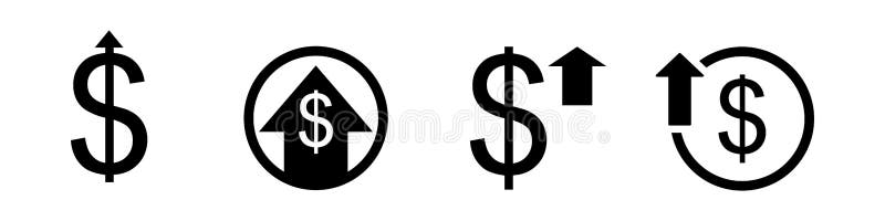 Dollar Up Icon Sign Set. Vector Stock Vector - Illustration of higher ...
