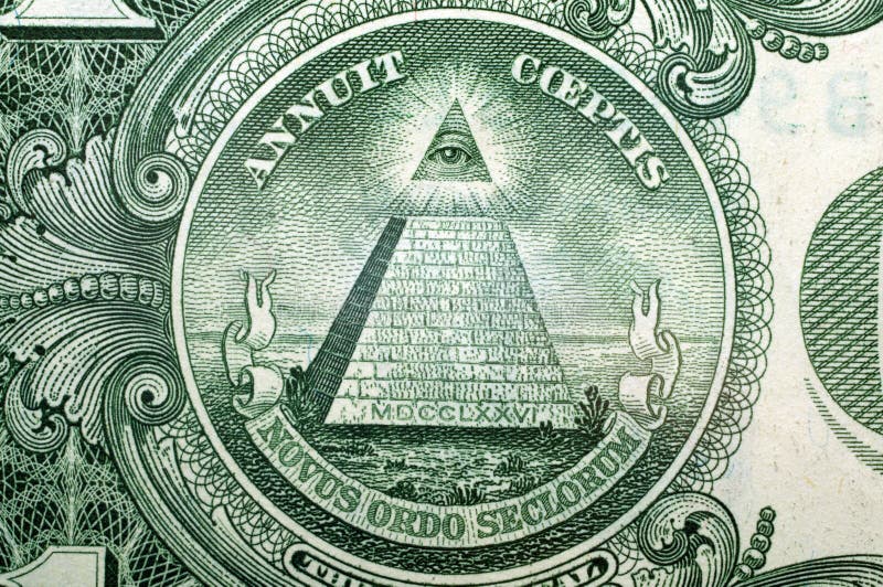 Pyramid Macro Close-up on a Banknote of 1 US Dollars. Detail of One ...