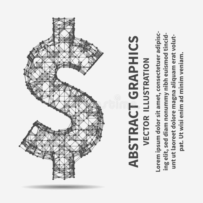 Abstract Dollar Sign, Vector Illustration. Network Connections with ...