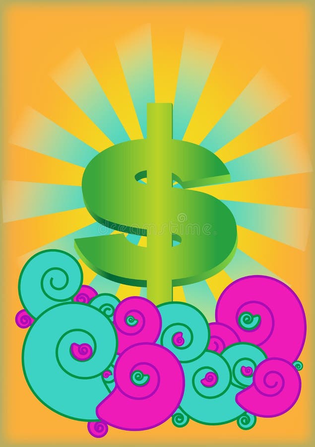 Dollar on wave stock illustration. Illustration of american - 28525671