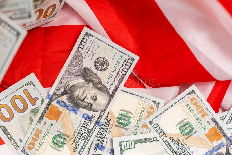 Dollars on American Flag, Money Stock Photo - Image of banner, rich ...