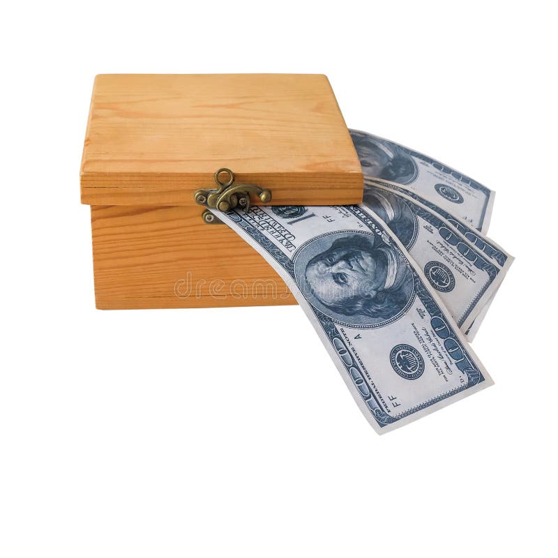 Dollars Banknotes Laying in Wooden Tip Box Stock Image - Image of piggy ...