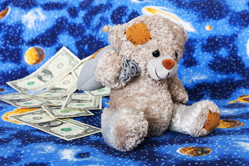 Teddy bear and money stock photo. Image of allowance - 39978976