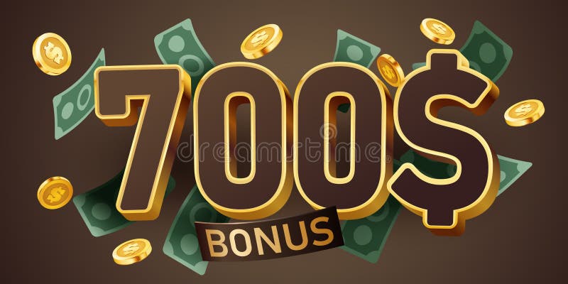 700 Dollars Bonus with Falling Money. Cashback or Prize Concept Stock ...