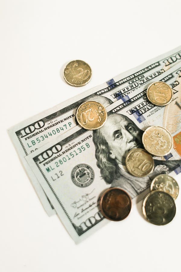 Dollars And Cents On White Background Stock Photo - Image of concept ...