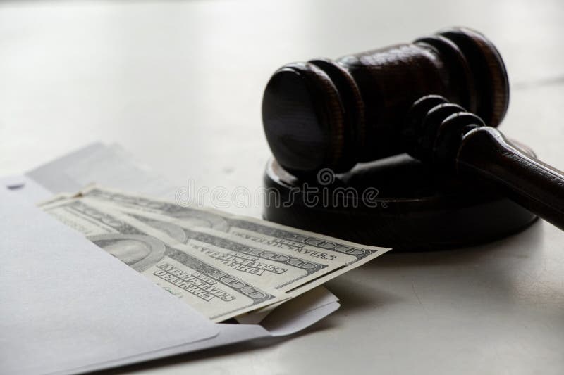 Dollars in an Envelope and Judge S Gavel on the Table, Corruption and ...