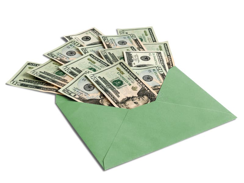 Stack Of Twenty Dollar Bills In Envelope Stock Photo - Image of present ...