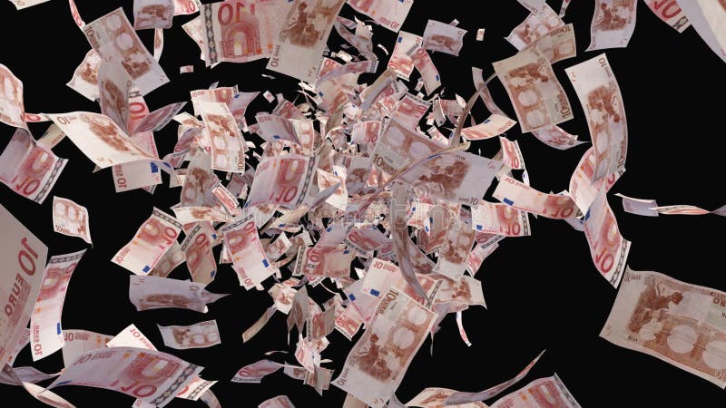 Dollars and Euro Money Flying with Alpha Stock Video - Video of channel ...