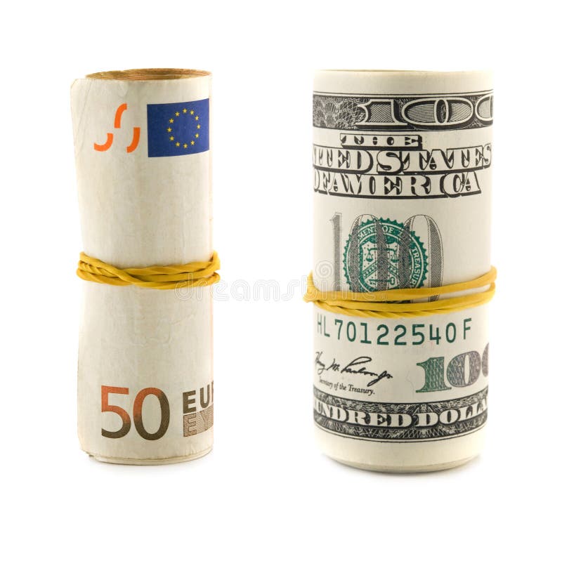 Dollars and euro rolls stock photo. Image of wealth, banking - 26068922