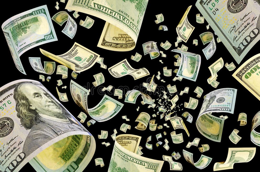 Dollars in flight. stock photo. Image of flow, payment - 93843340