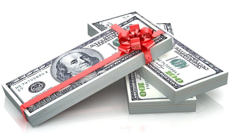 Dollars from a gift box. stock illustration. Illustration of festive ...