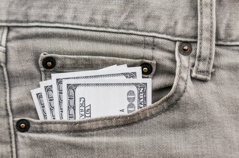 Dollars in Grey Jean Pocket Stock Photo - Image of jeans, blue: 39882152