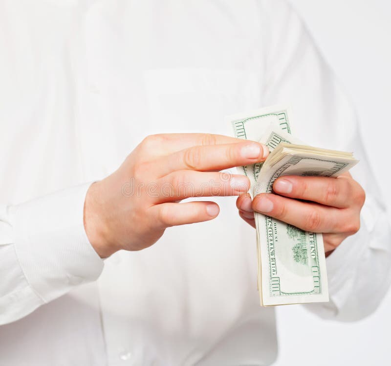 Dollars in hand stock image. Image of paper, bankroll - 23616381