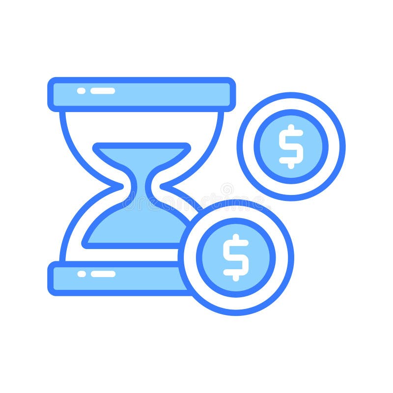 Dollars with Hourglass Showing Concept Vector of Time is Money, Premium ...
