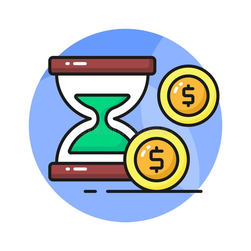 Dollars with Hourglass Showing Concept Vector of Time is Money, Premium ...