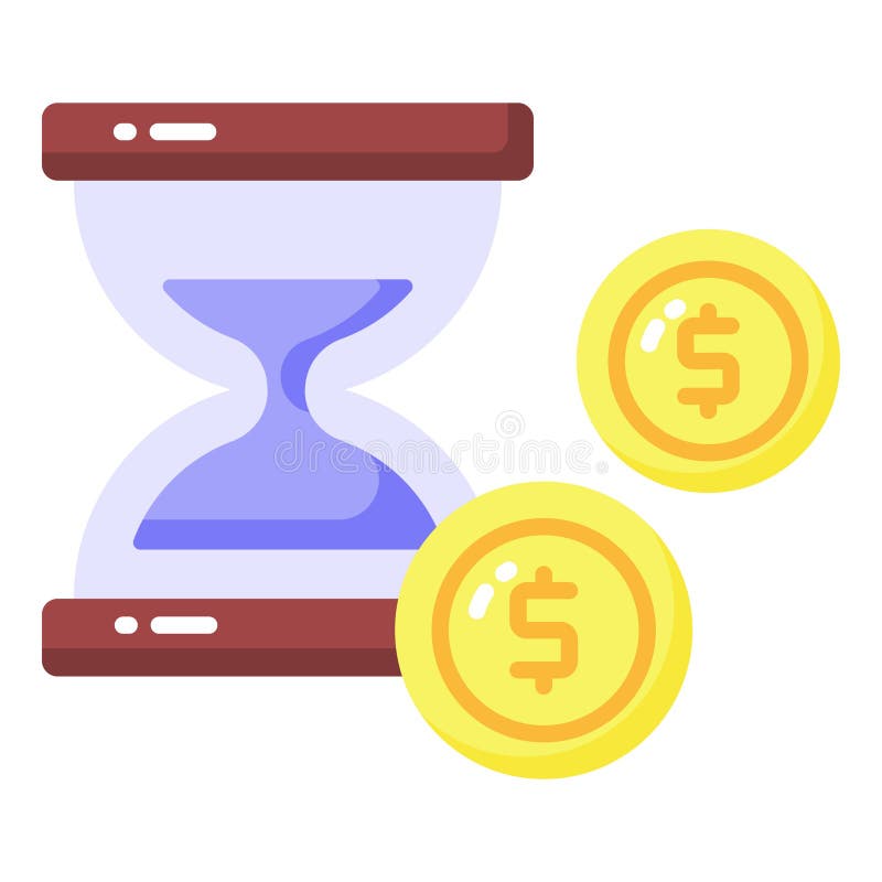 Dollars with Hourglass Showing Concept Vector of Time is Money, Premium ...