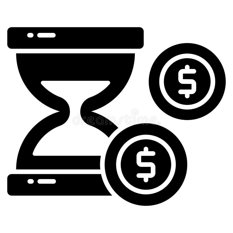 Dollars with Hourglass Showing Concept Vector of Time is Money, Premium ...
