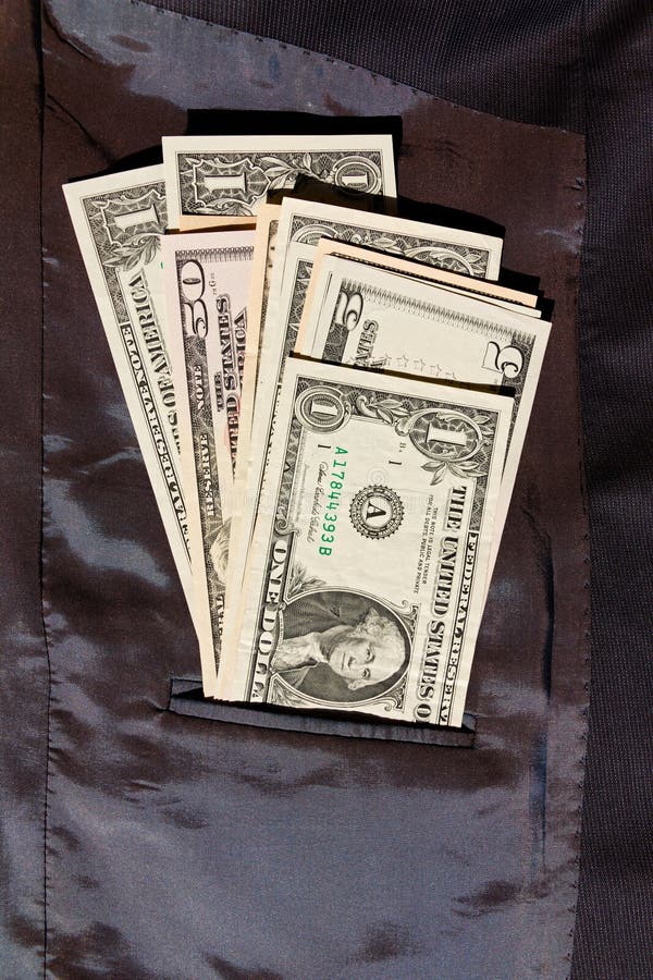 Dollars in jacket stock photo. Image of banknotes, breastpocket - 42312376