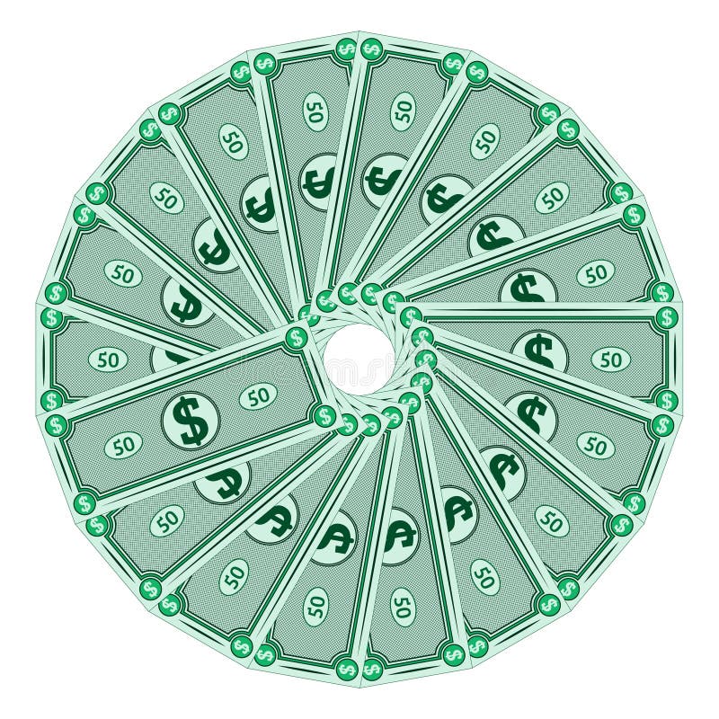 Dollars Laid Out in a Circle, Money Stock Vector - Illustration of note ...