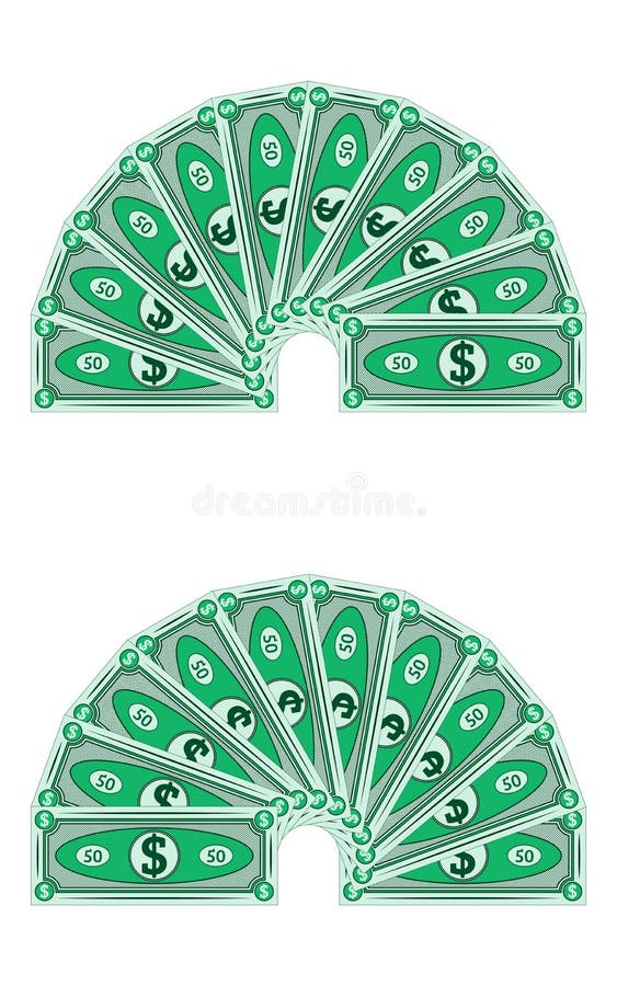 Dollars Laid Out in a Semicircle, Money Stock Vector - Illustration of ...