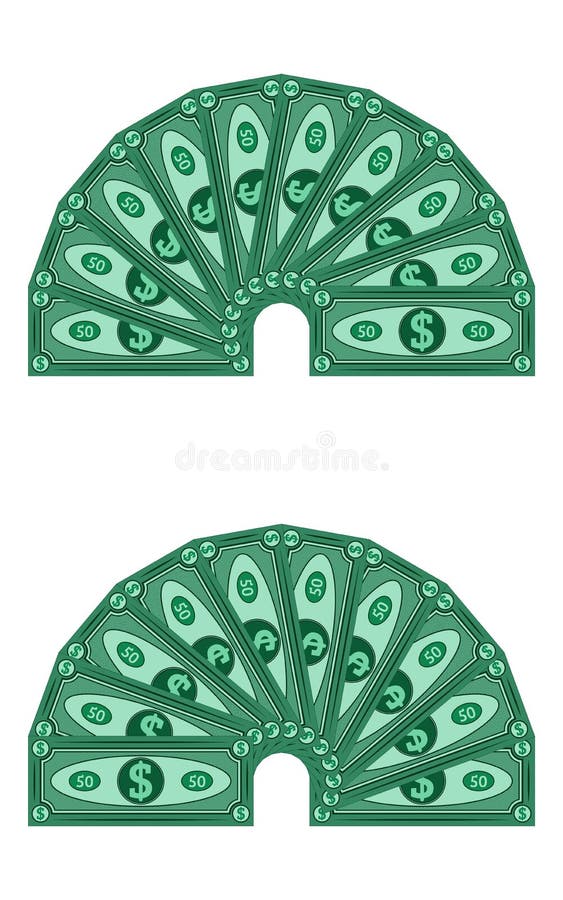 Dollars Laid Out in a Semicircle, Money Stock Vector - Illustration of ...