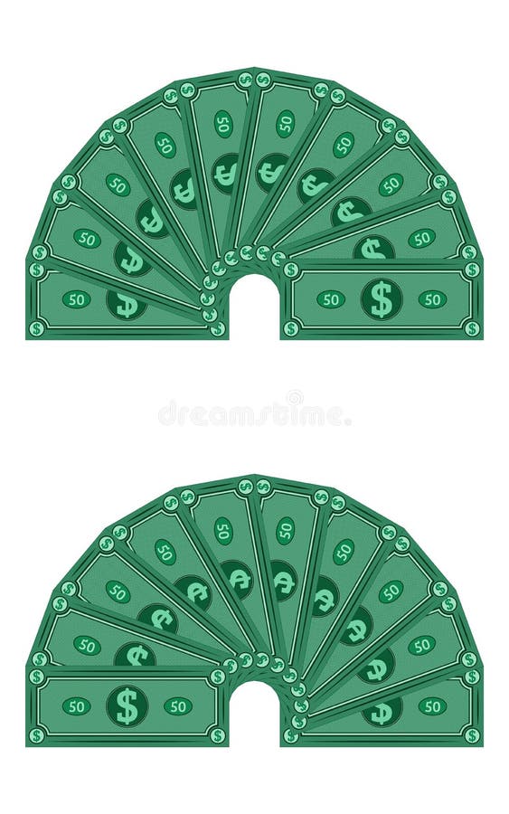 Dollars Laid Out in a Semicircle, Money Stock Vector - Illustration of ...
