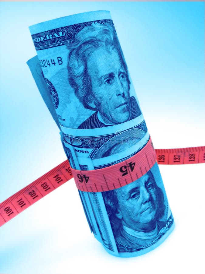 Dollars and Measure Ruler, Closeup Stock Image - Image of banknote ...