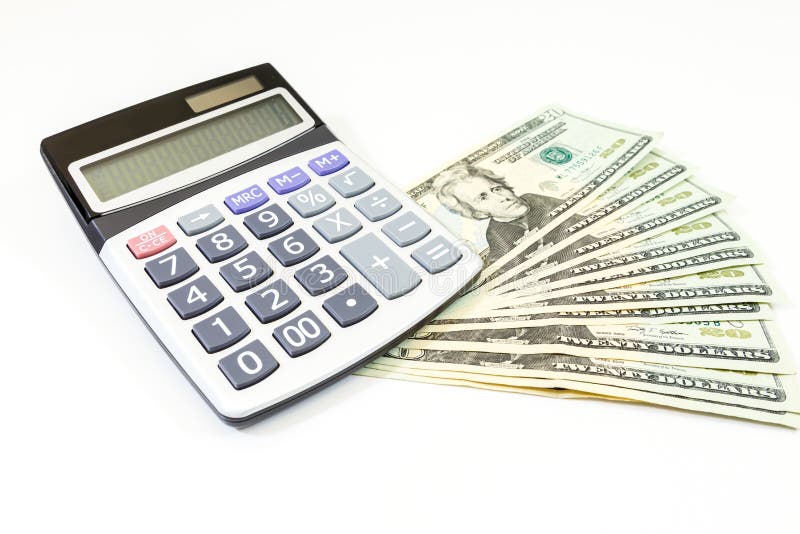 Dollars Money with Calculater on White Background Stock Image - Image ...