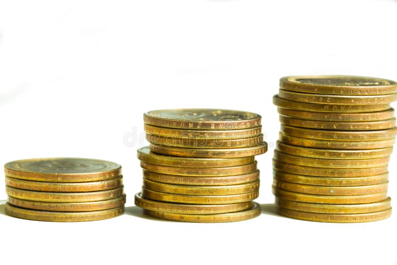 Dollars Money Coins Stack on Isolate Background Stock Image - Image of ...