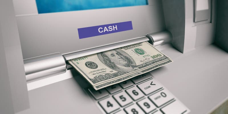 Dollars Out of a ATM Machine. 3d Illustration Stock Illustration ...