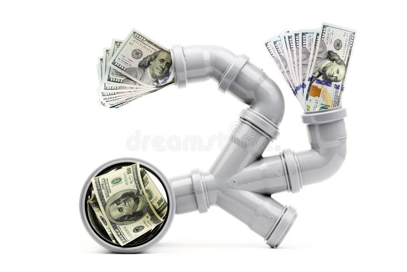 Flying Money In A Dollar S Pipe Stock Photo - Image of white, tube ...