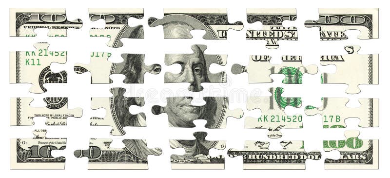 100 dollars puzzle stock illustration. Illustration of concept - 31483757