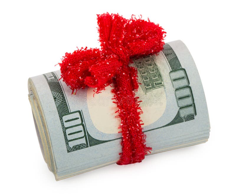 104 Dollars Tied Red Ribbon Isolated White Stock Photos - Free ...