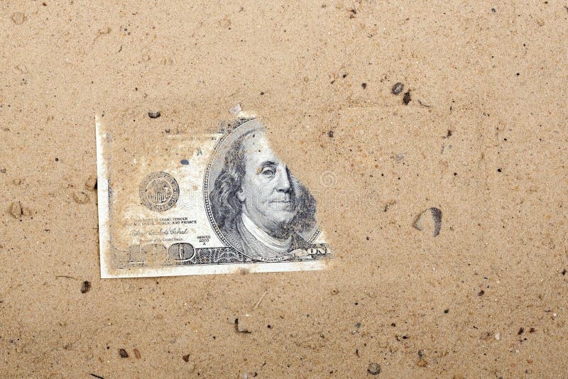 Dollars in the sand stock image. Image of cash, background - 59483017
