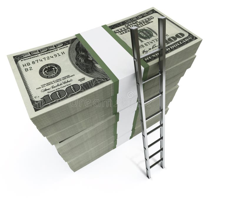 Dollars with short ladder stock illustration. Illustration of economic ...