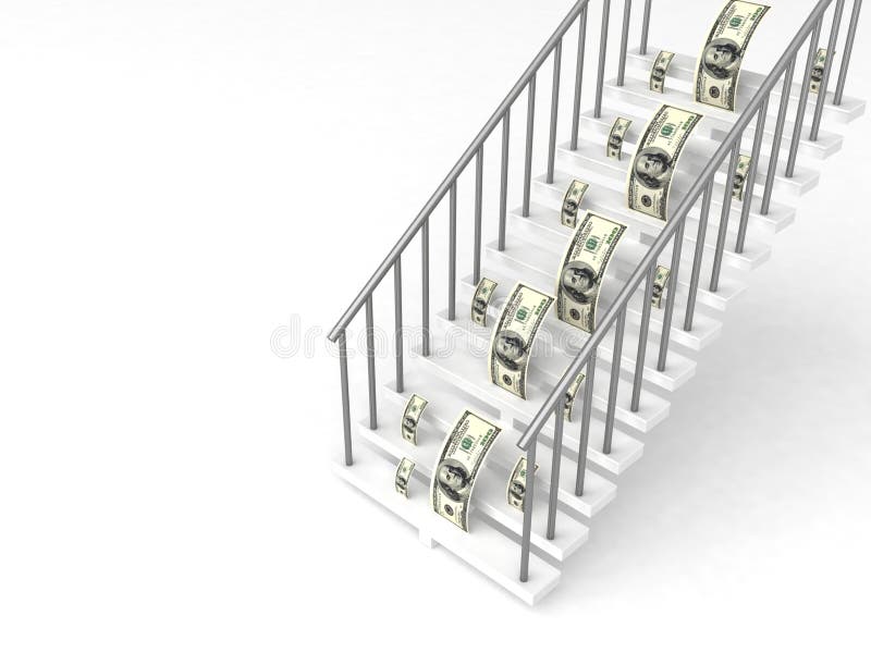Dollars on stairs stock illustration. Illustration of economics - 7420592