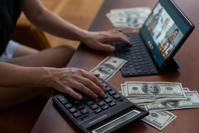 Dollars and a Tablet with Chat Stock Image - Image of business, design ...