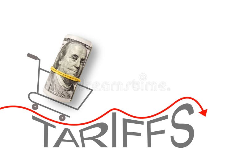 100 Dollars on a White Background with Word Tariff. Trade, Customs ...